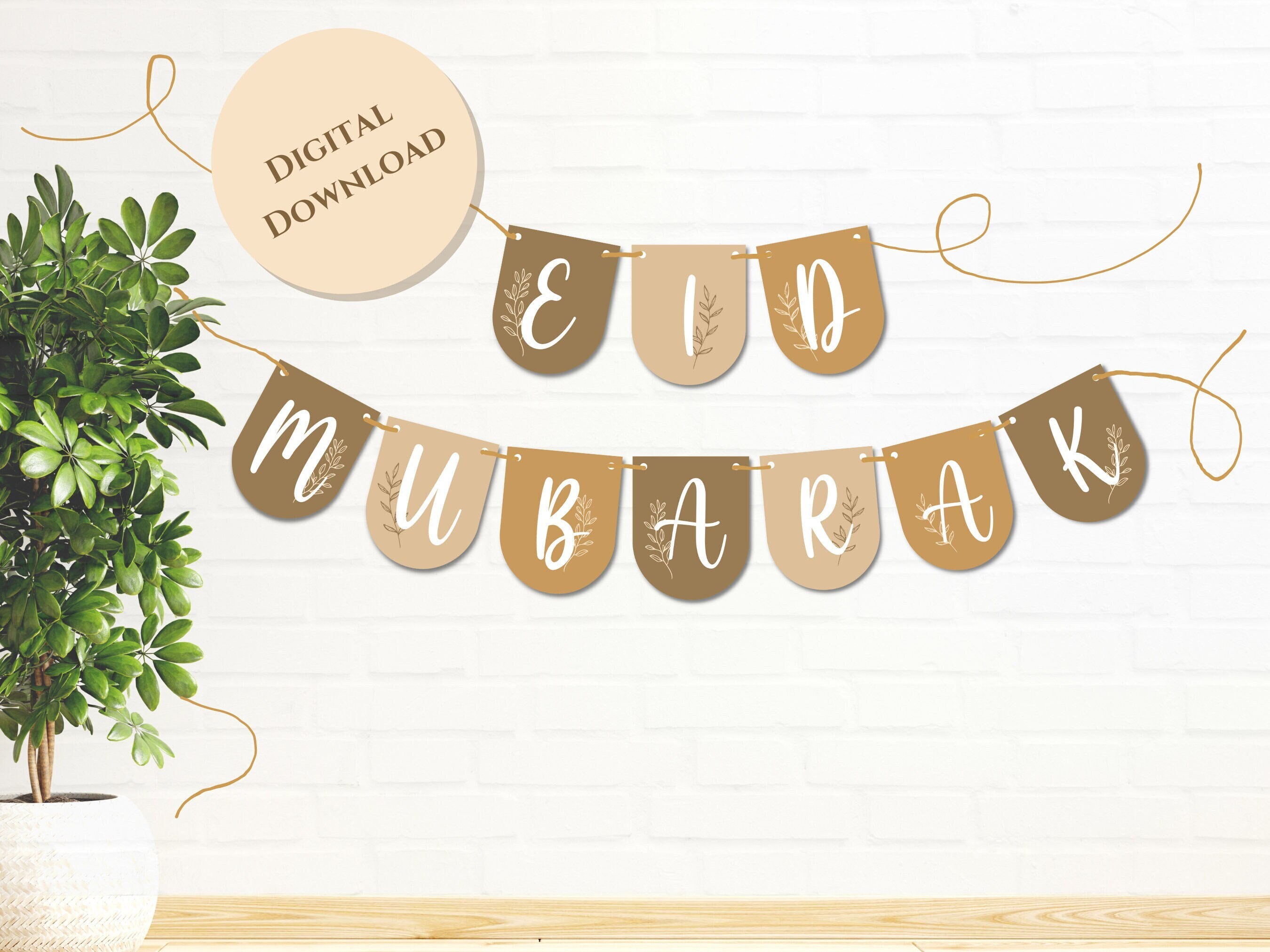 Beige PRINTABLE DIGITAL Eid Mubarak Banner - Ramadan Eid Decor ...