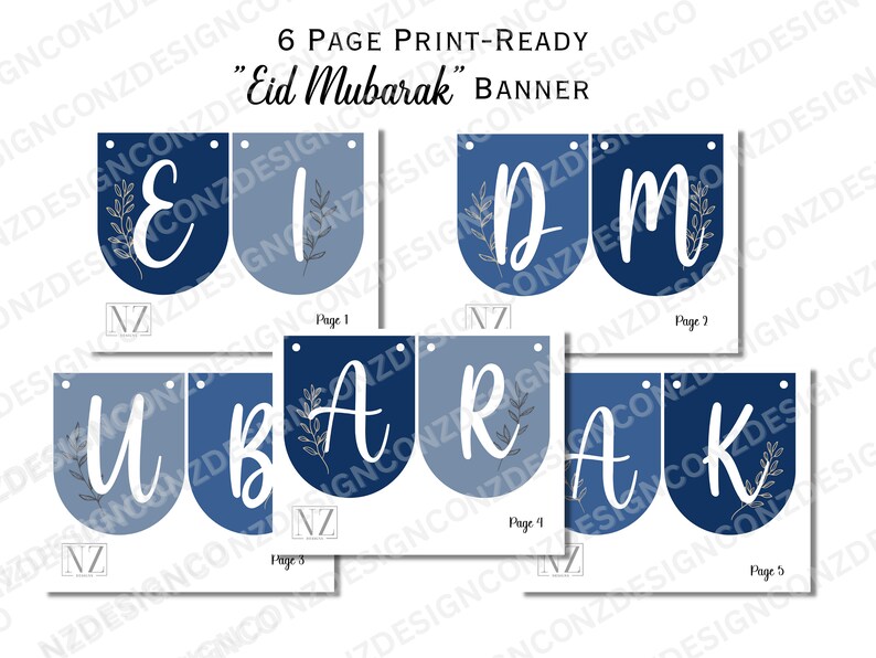 Navy Blue PRINTABLE DIGITAL Eid Mubarak Banner - Ramadan Eid Decor ...