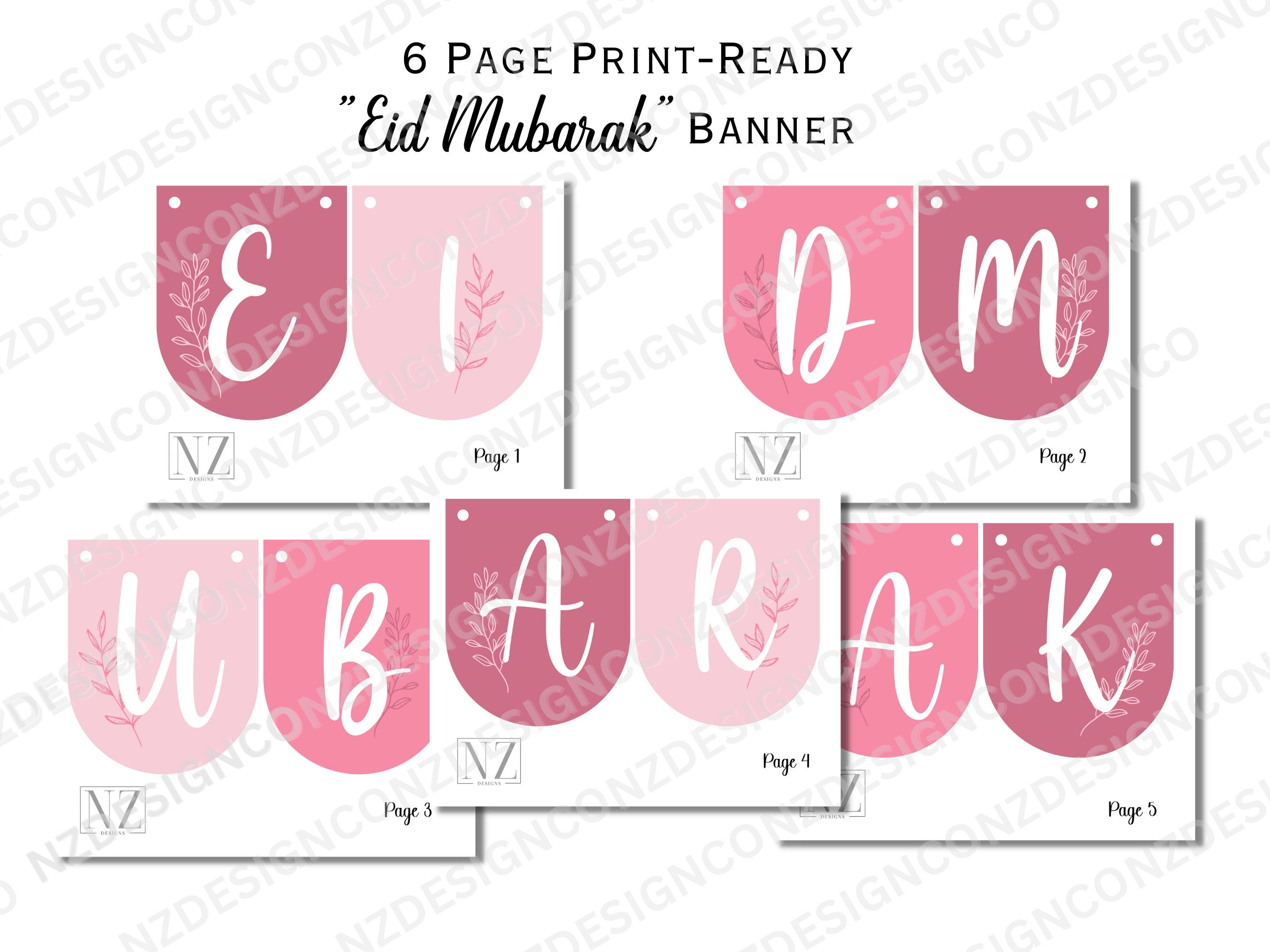 Blush Pink PRINTABLE DIGITAL Eid Mubarak Banner Ramadan Eid Decor ...