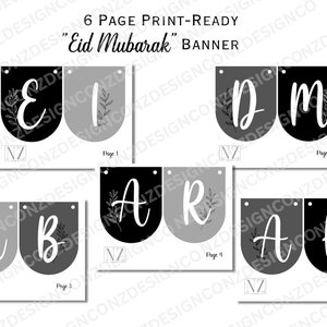 Black PRINTABLE DIGITAL Eid Mubarak Banner - Ramadan Eid Decor ...