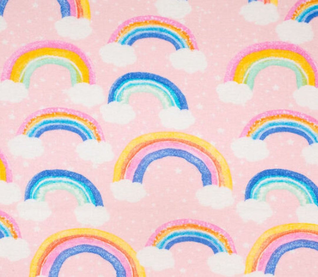 Rainbows Pastel Flannel Fabric - Etsy