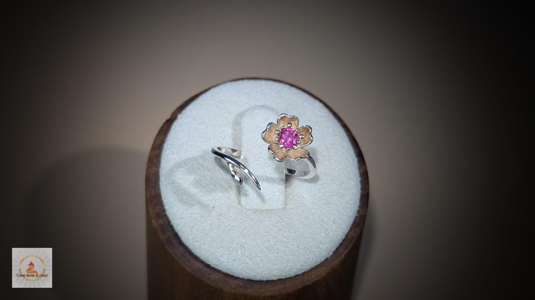 Floral-inspired Madagascar Pink Ruby Ring in 925 Sterling Silver - Etsy