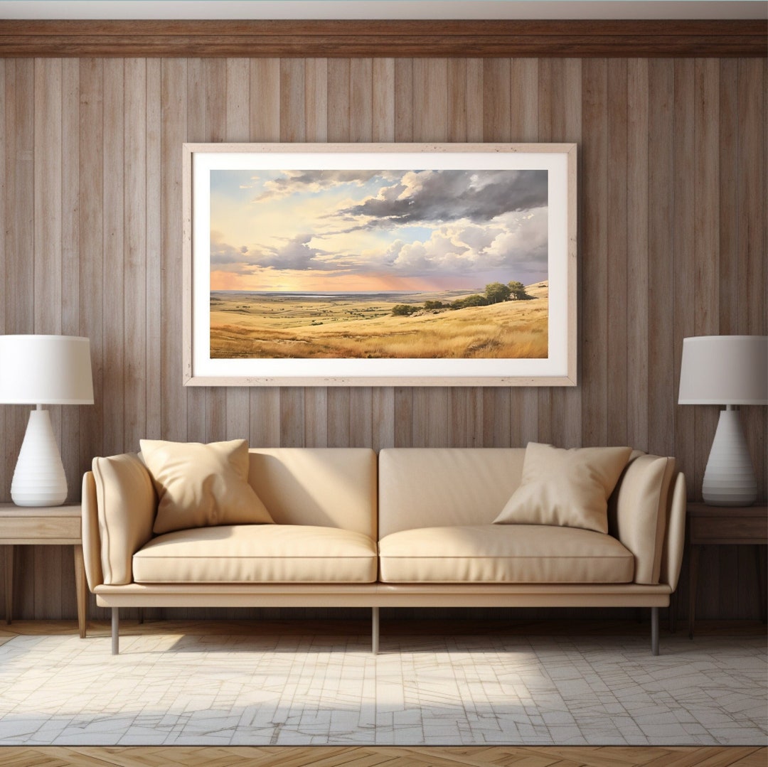 Flint Hills | Watercolor Pastural | Wide Print Offered in Extra Large ...