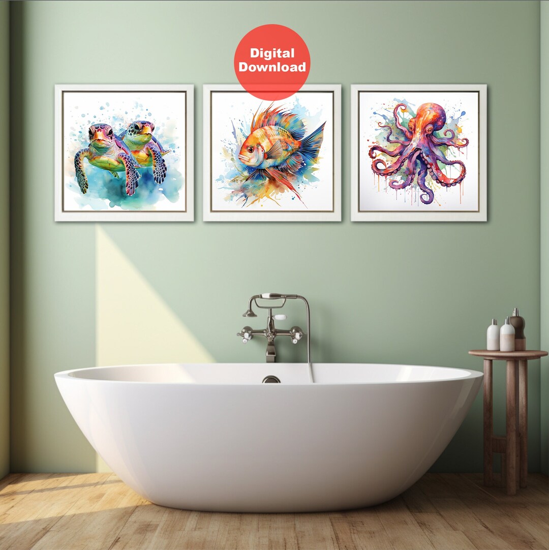 Sea Life | Downloadable Watercolor Prints Perfect for a Bathroom or ...