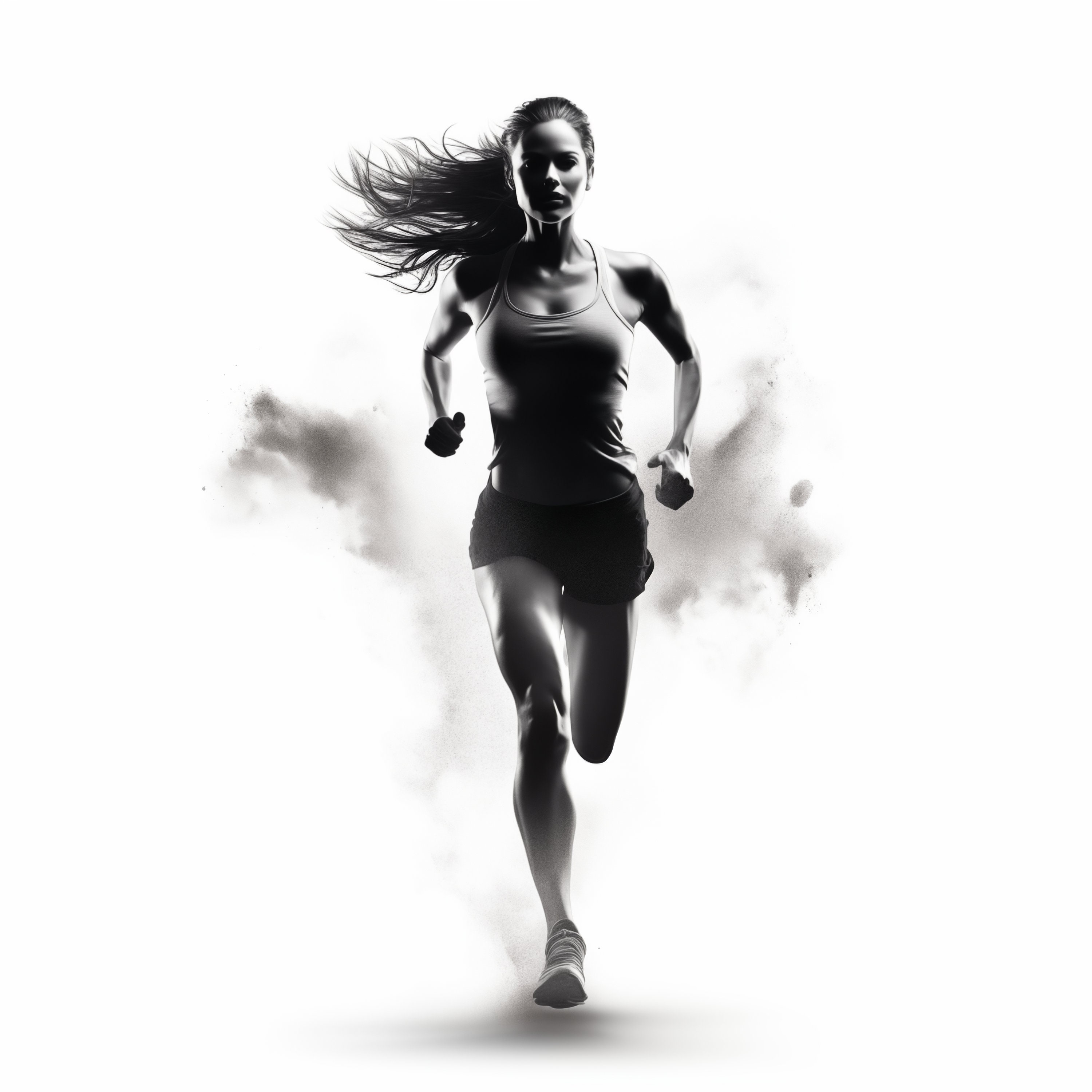 CLASSIC Runner - Black and White Image of a Competitive Woman Running ...