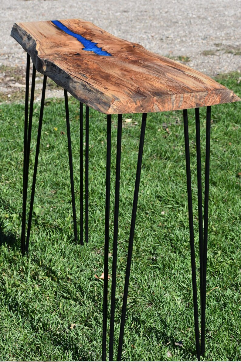 Ambrosia Maple Entry Table With Blue Epoxy - Etsy