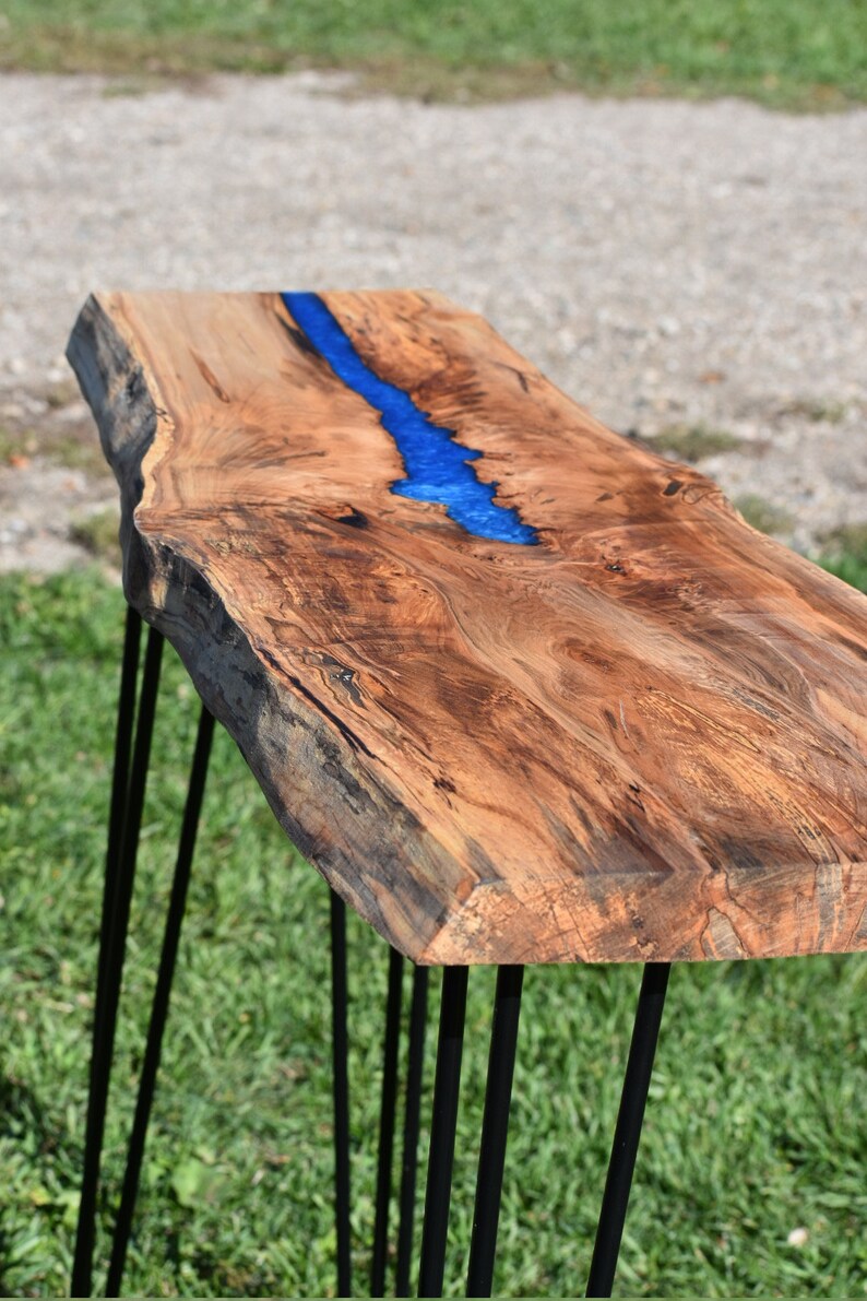 Ambrosia Maple Entry Table With Blue Epoxy - Etsy