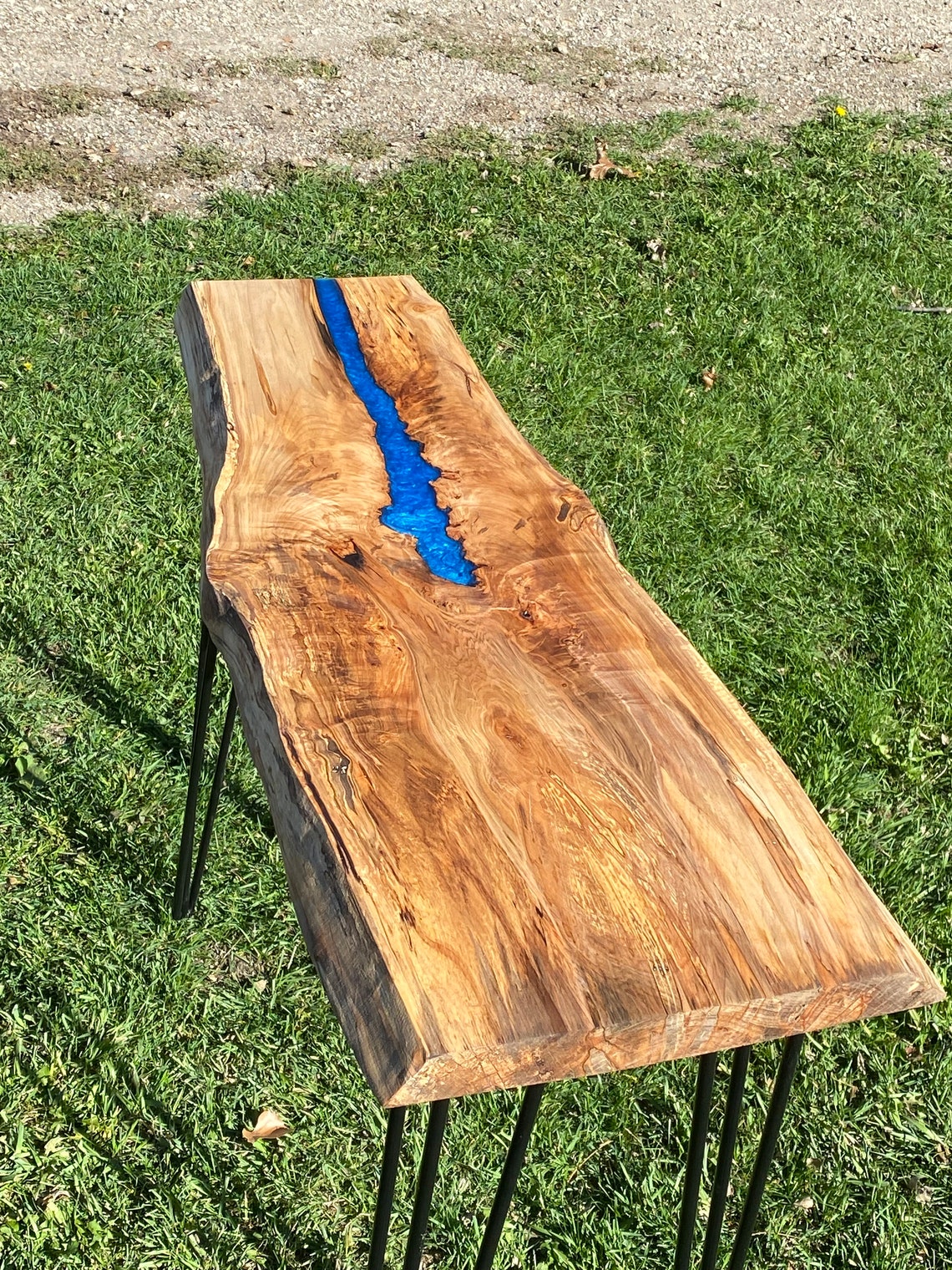 Ambrosia Maple Entry Table With Blue Epoxy - Etsy