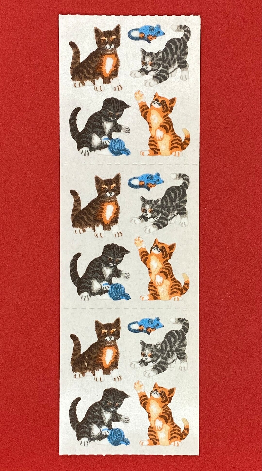 Sandylion FUZZY Kittens Cats Playing With Yarn Ball and Mouse Stickers ...