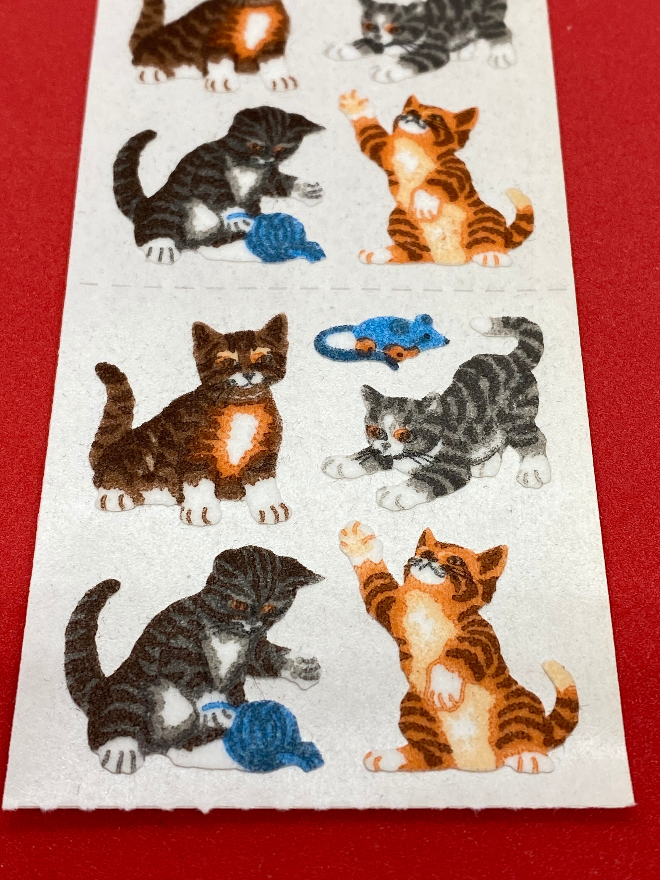Sandylion FUZZY Kittens Cats Playing With Yarn Ball and Mouse Stickers ...