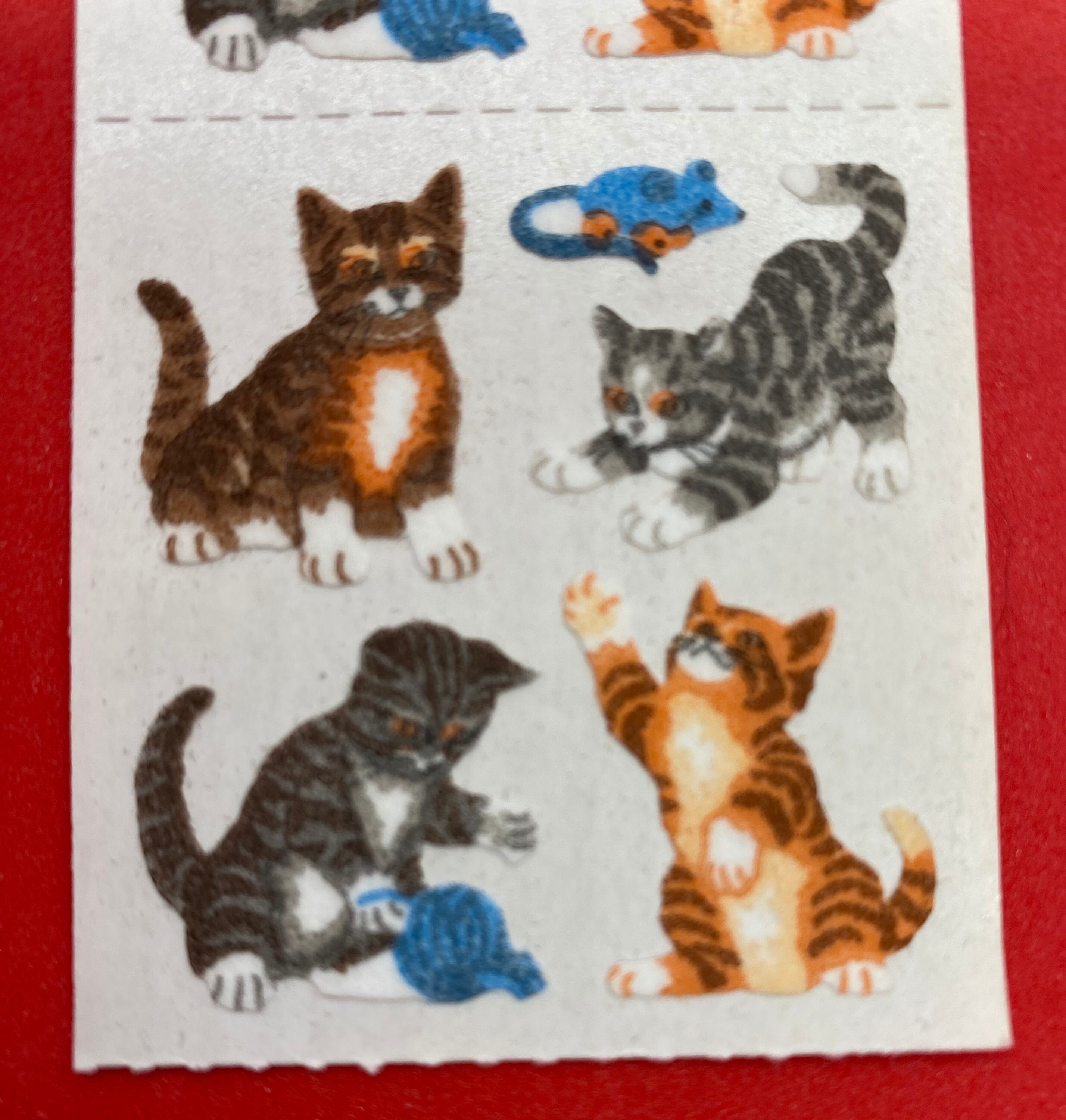 Sandylion FUZZY Kittens Cats Playing With Yarn Ball and Mouse Stickers ...