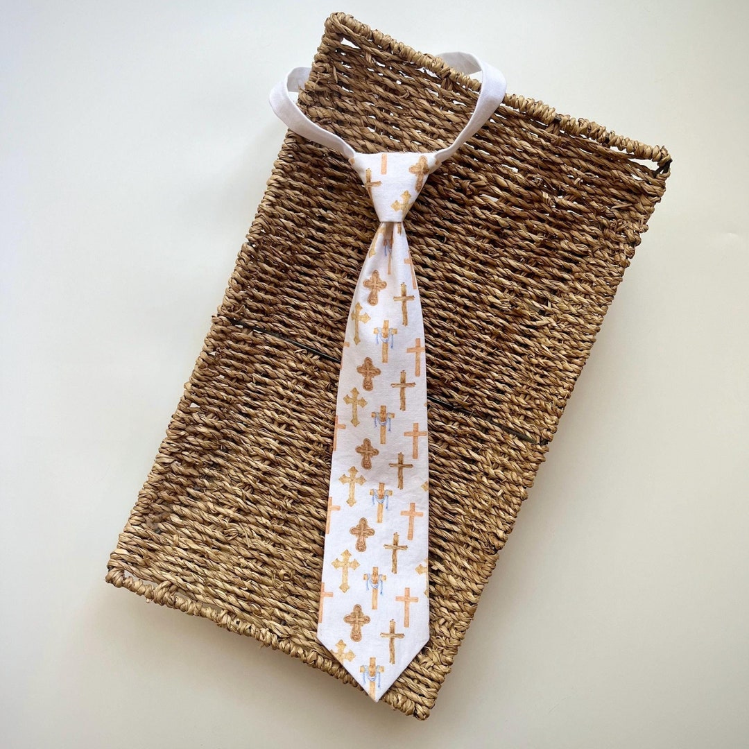 Cross Tie for Boy, Communion Tie With Cross, Toddler Boy Easter Outfit ...