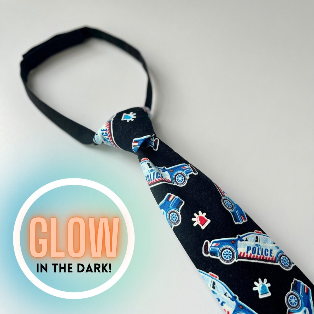 Boys Tie, Police Tie for Toddler, Police Car Boy Gift, Glow in the Dark ...