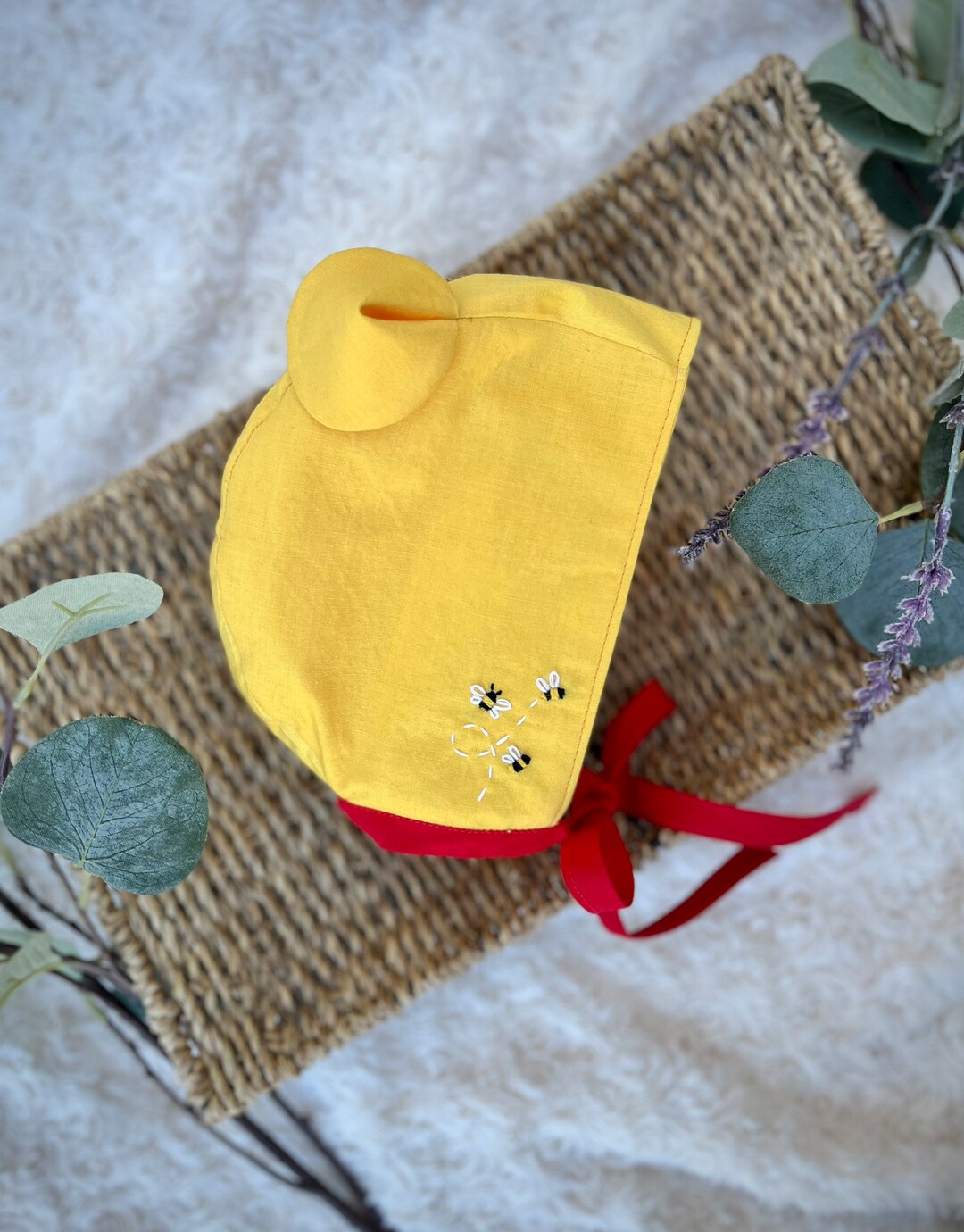 Bear Bonnet, Pooh Bear Bonnet, Honey Bear Hat, Newborn Baby Photoshoot ...