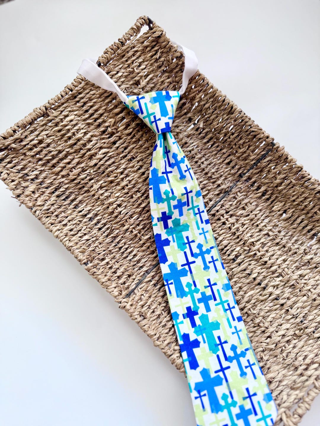 Boys Religious Tie, Cross Print Church Tie for Boys, First Communion or ...