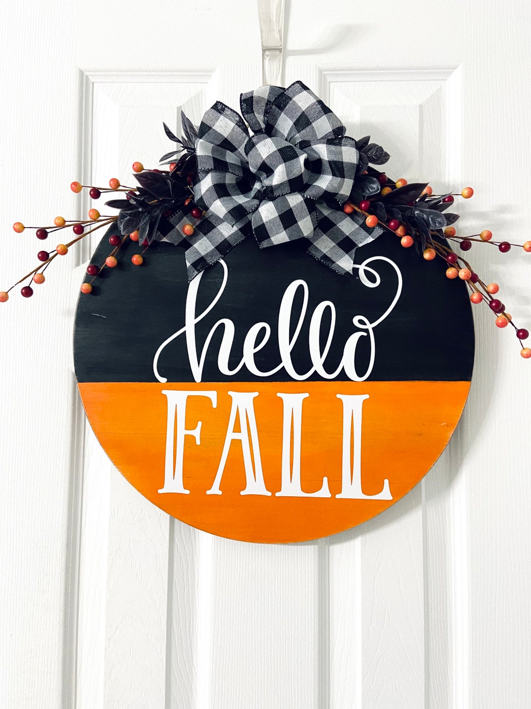 Fall Front Door Decor Hello Fall Fall Wreath Fall Decor Fall Sign Front ...