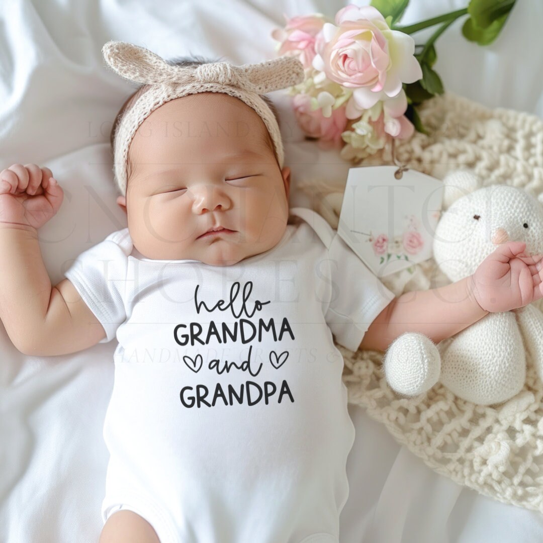 Pregnancy Announcement, Hello Grandma and Grandpa Baby Bodysuit Baby ...