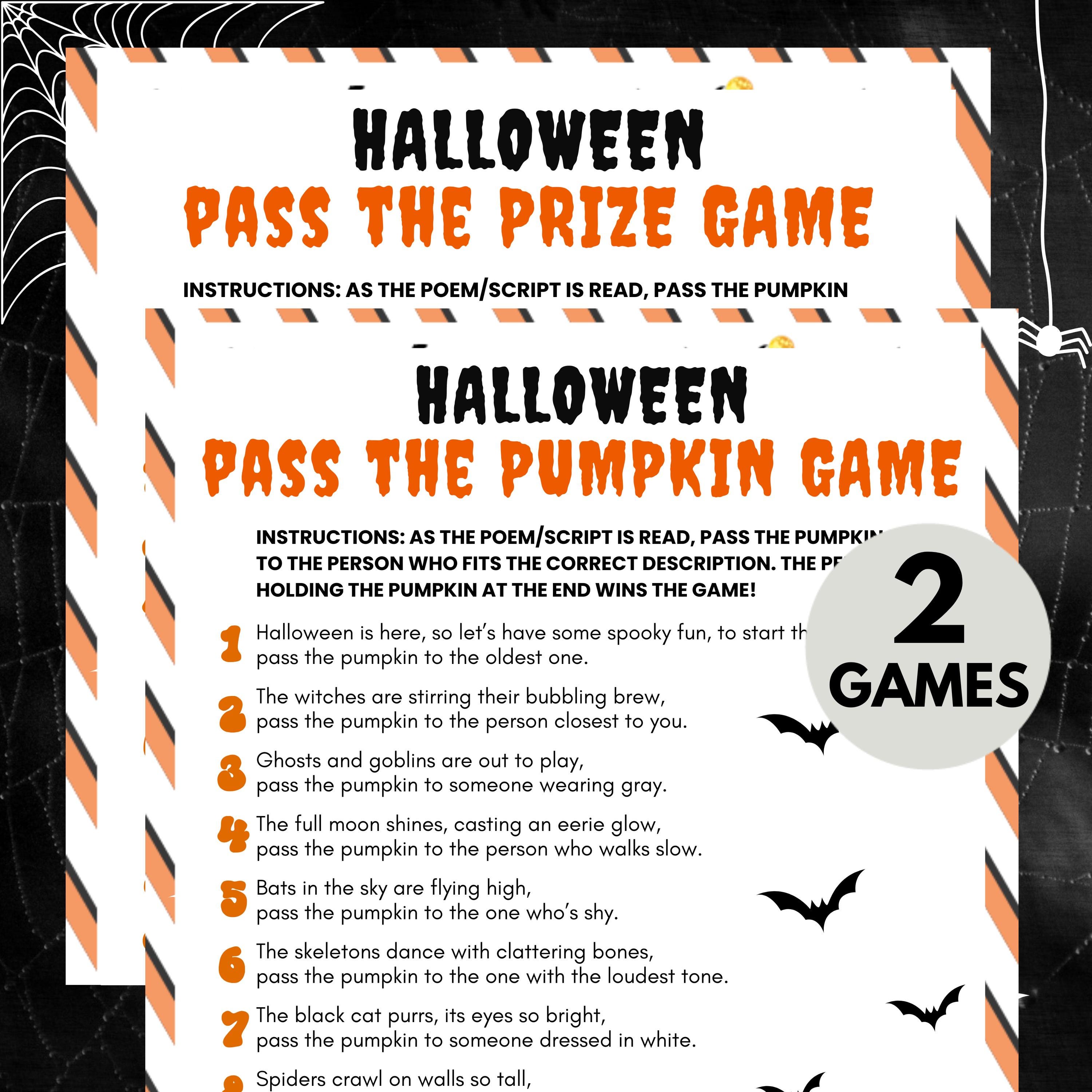 Pass the Pumpkin Game, Halloween Pass the Prize Game, Kids Teens Adults ...