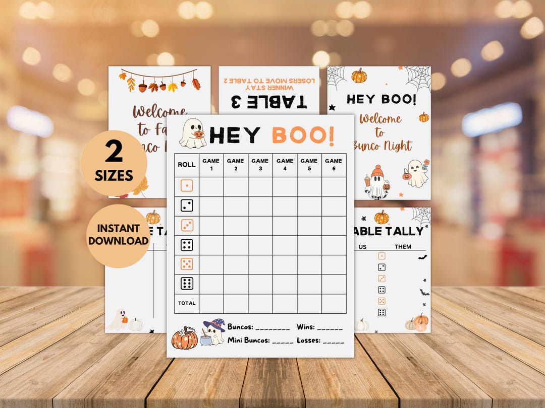 Halloween Fall Bunco Printable Set, Game Night Score Cards (digital ...