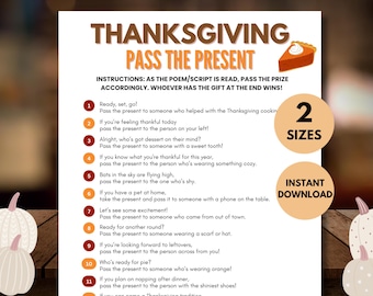 Thanksgiving Pass the Prize Game, Fall Printable Games, Friendsgiving ...