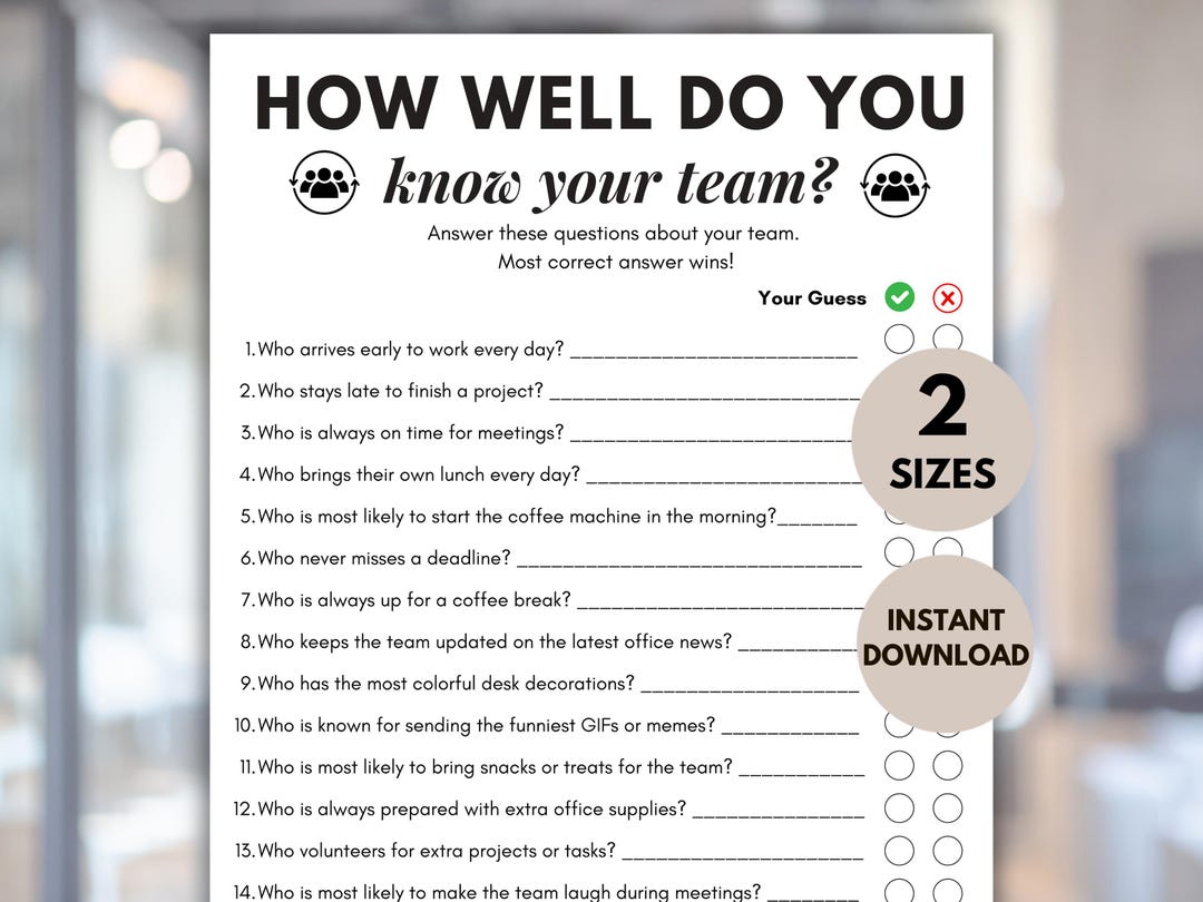 Team Building Games, How Well Do You Know Your Team, Coworker Activity ...