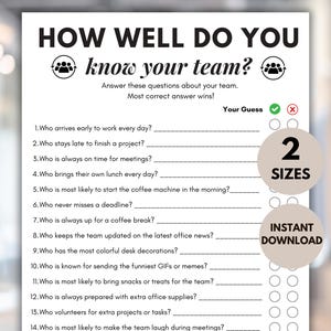 Team Building Games, How Well Do You Know Your Team, Coworker Activity ...