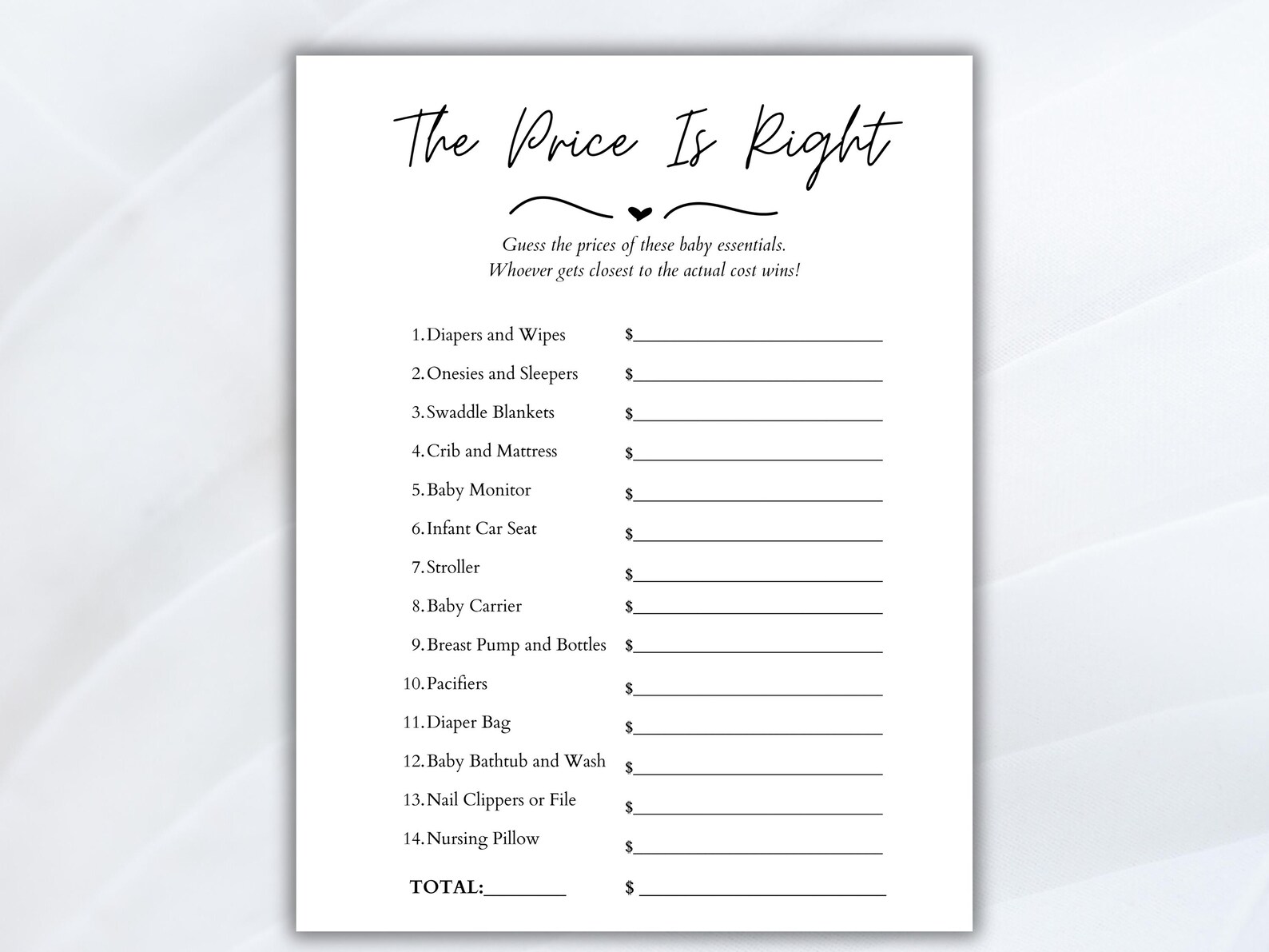 The Price is Right Baby Shower Game, Printable Template (PNG, PDF) - Etsy