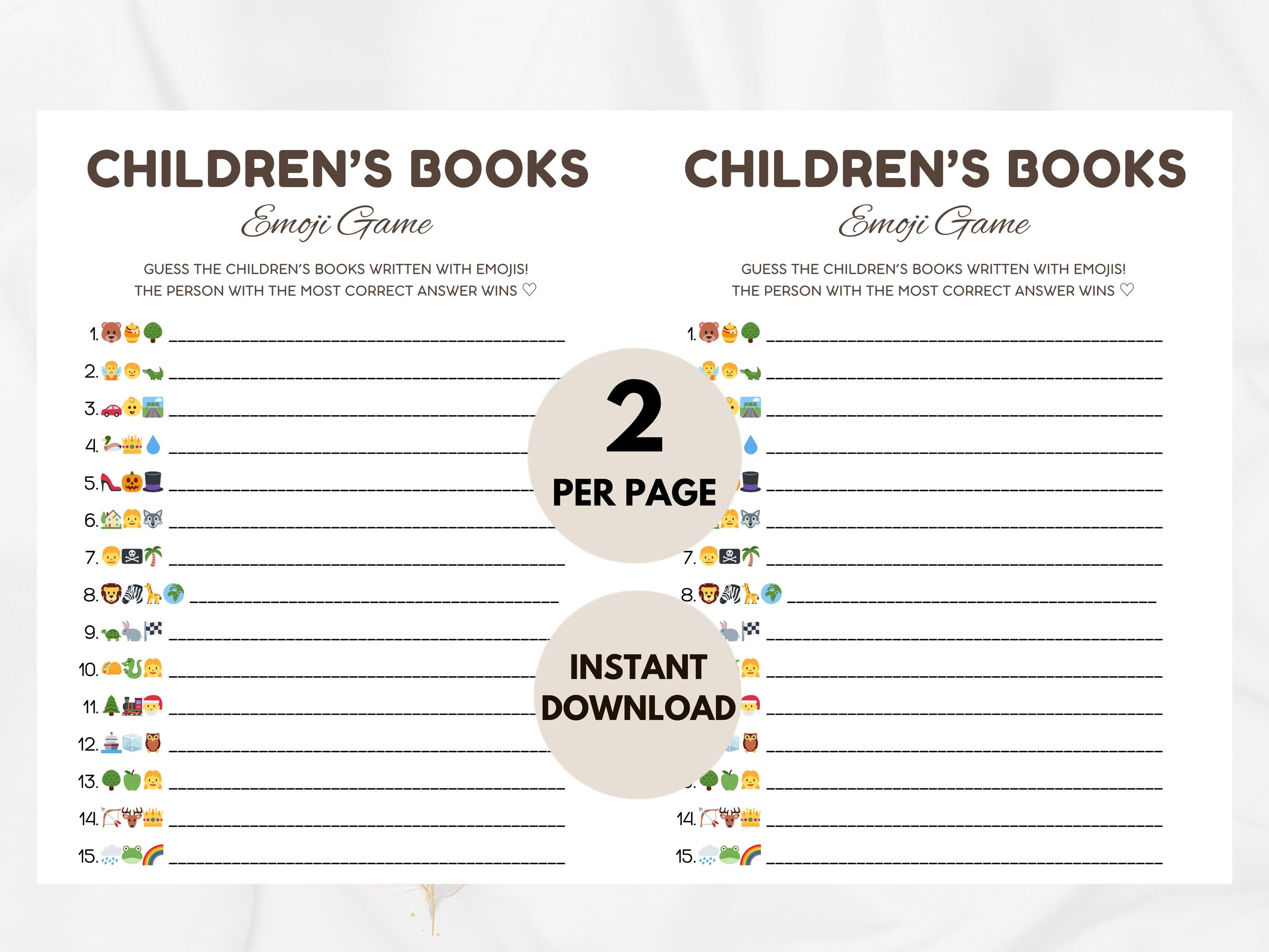 Children's Book Emoji Pictionary, Baby Shower Emoji Trivia Game ...