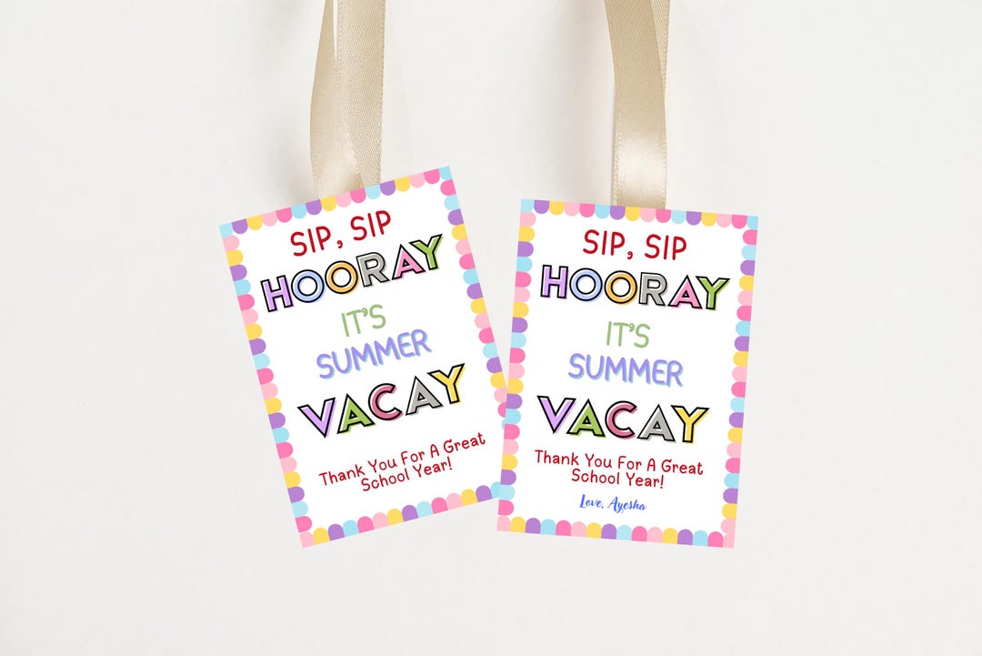 Summer Vacay Gift Tag, Editable Teacher Appreciation (digital Download ...
