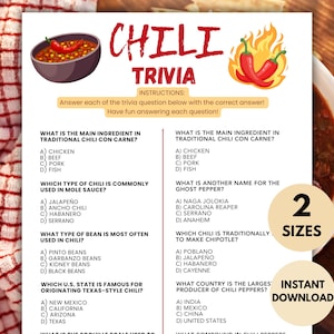 Chili Cook off Trivia, Chili Game, Chili Competition, Chili Trivia ...