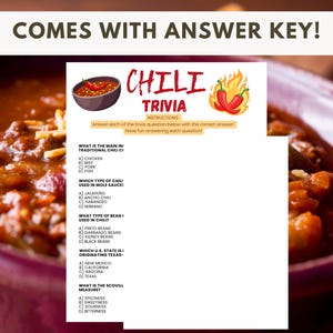 Chili Cook off Trivia, Chili Game, Chili Competition, Chili Trivia ...