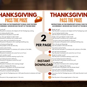 Thanksgiving Pass the Prize Game, Fall Printable Games, Friendsgiving ...