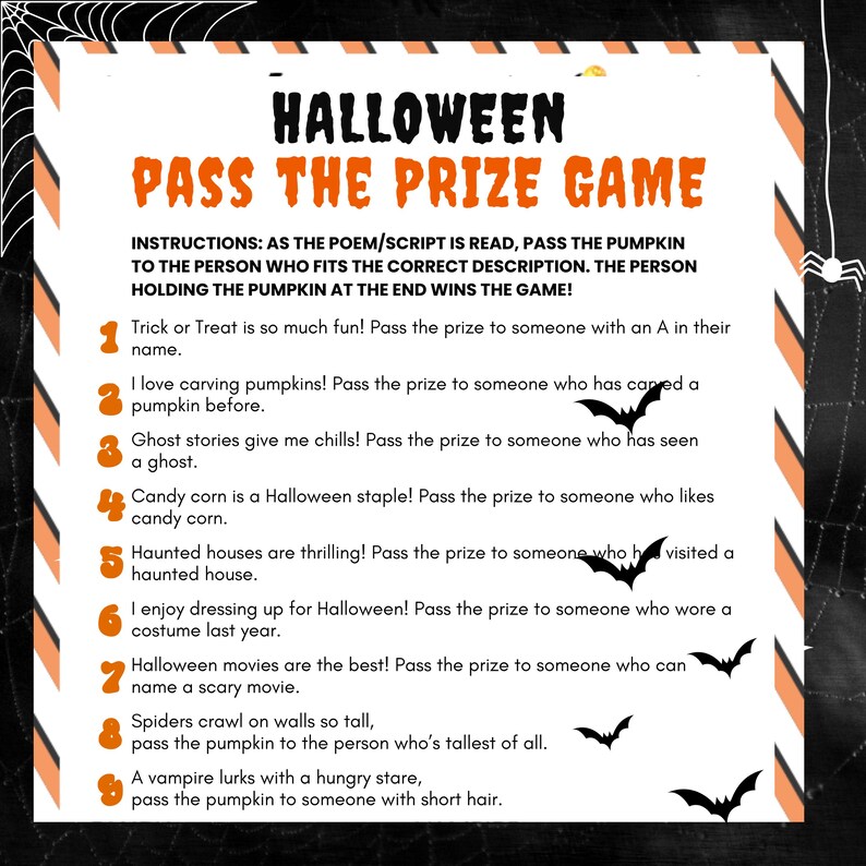 Pass the Pumpkin Game, Halloween Pass the Prize Game, Kids Teens Adults ...