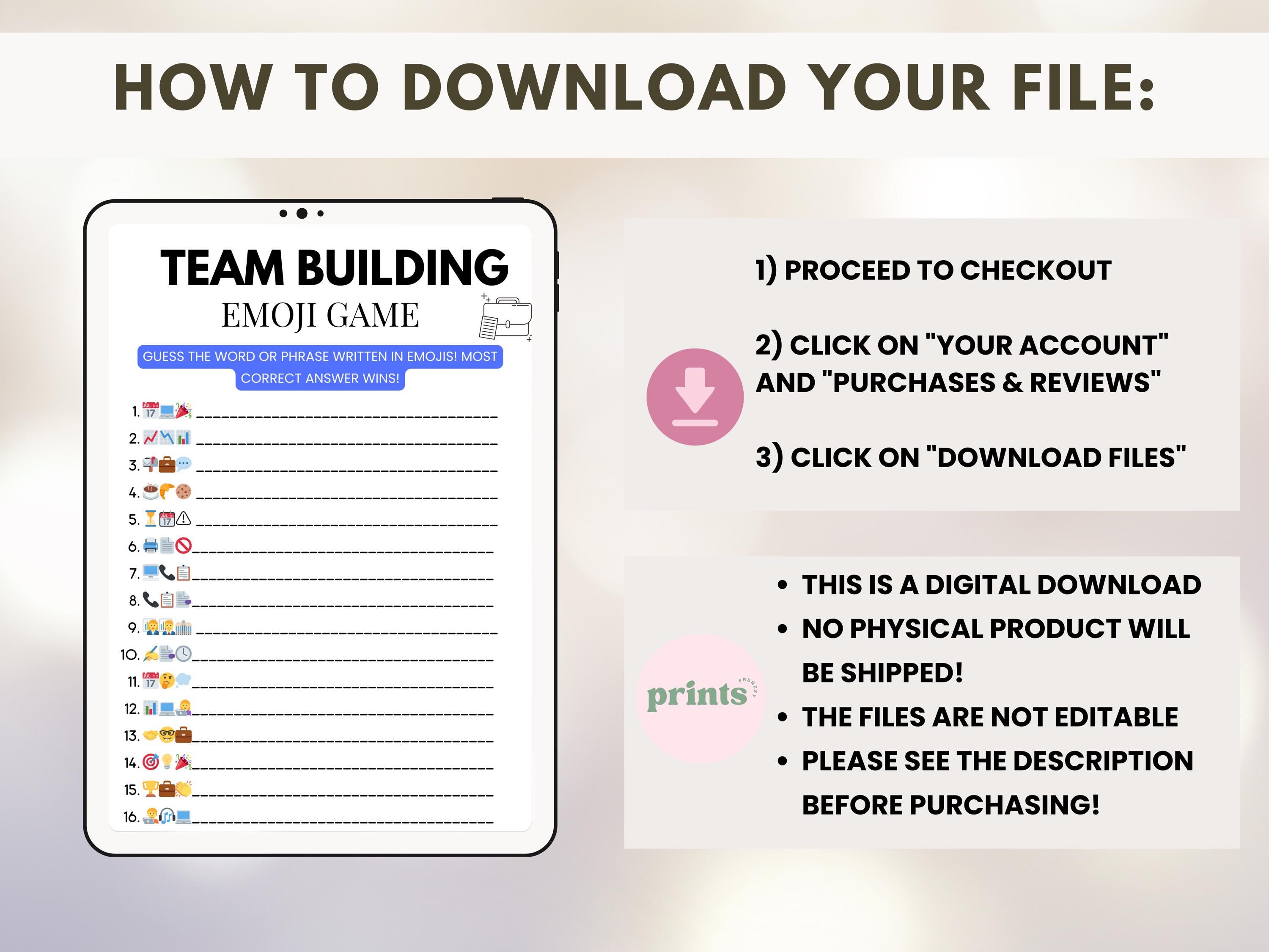 Office Emoji Pictionary Game, Team Building Emoji Game, Fun Emoji Game ...