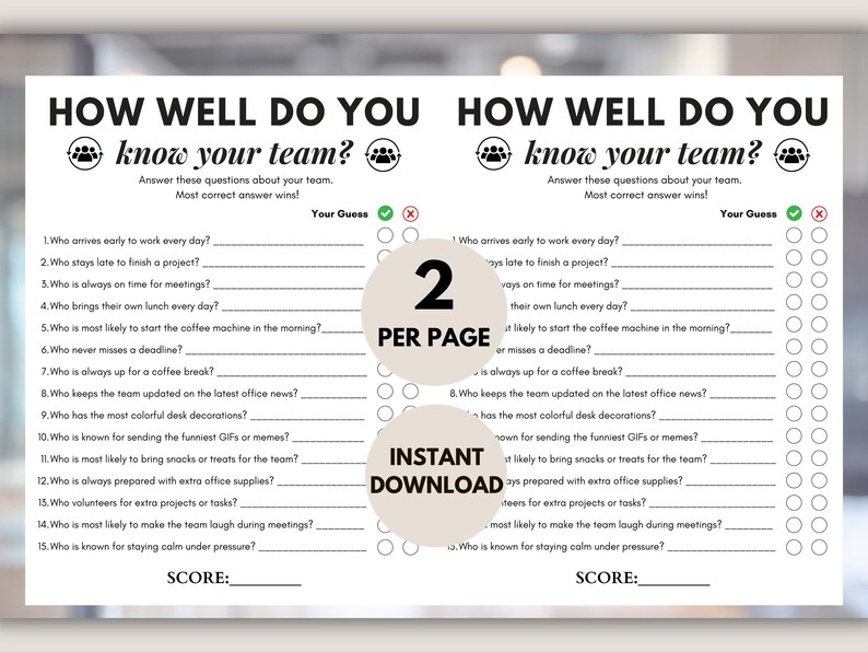 Team Building Game, How Well Do You Know Your Team (PDF, PNG) - Etsy UK