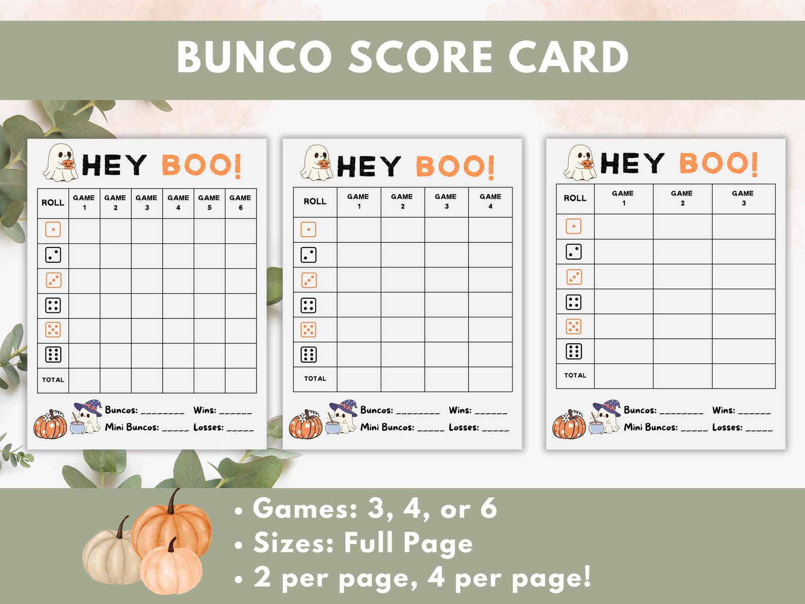 Halloween Fall BUNCO Printable Bundle, Score Cards, Tally Table Cards ...