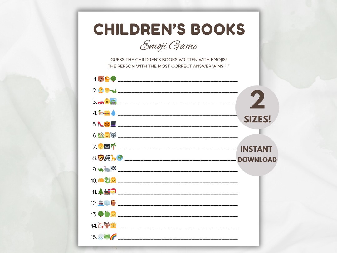 Children's Book Emoji Pictionary, Baby Shower Emoji Trivia Game ...