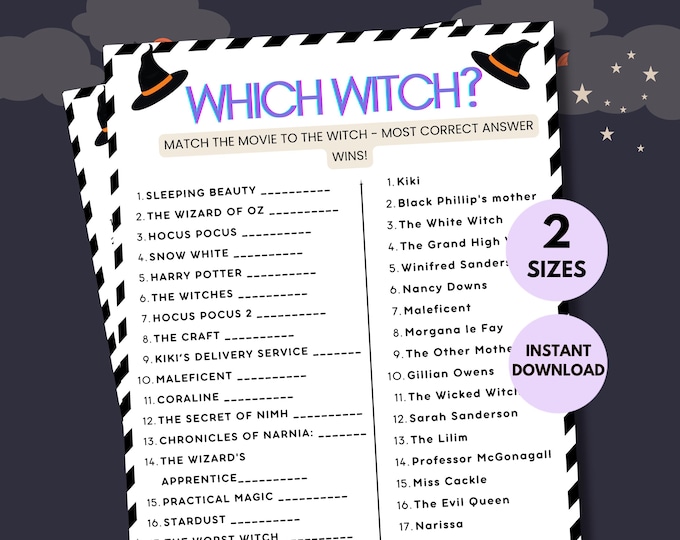 Which Witch Game Printable Halloween Witch Matching Game Witches ...
