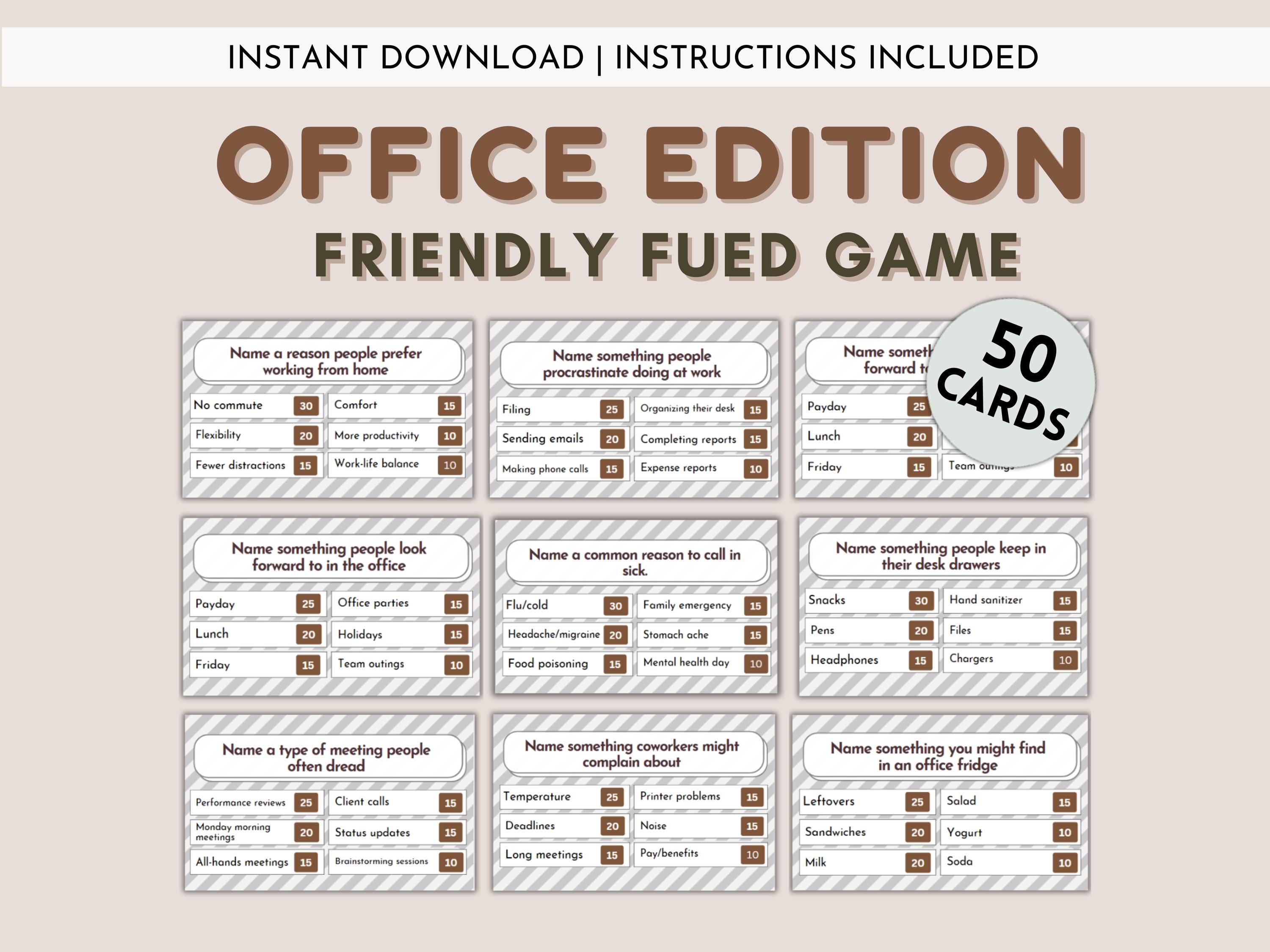 Office Friendly Feud, Office Party Games, Printable Office Family Feud ...