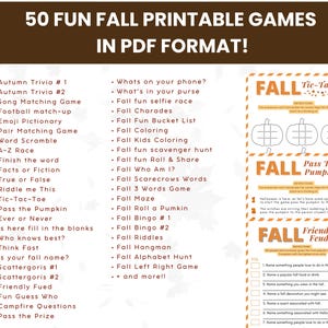 Fall Games Printable Autumn Game Bundle 50 Fall Activities for Kids ...