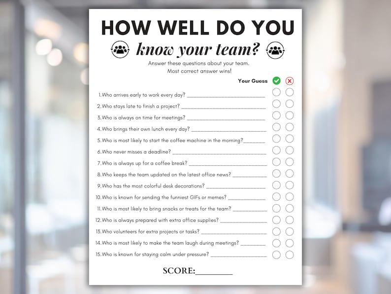 Team Building Games, How Well Do You Know Your Team, Coworker Activity ...