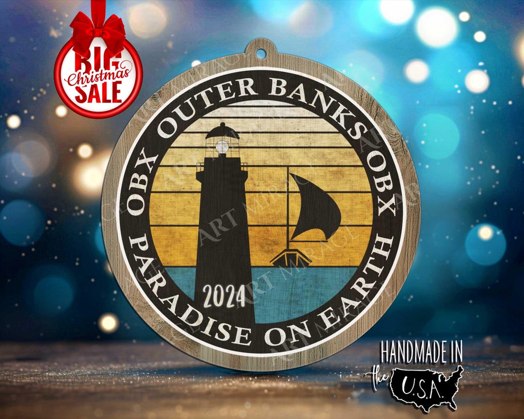 OBX LIGHTHOUSE Ornament Outer Banks Inspired Coastal Scene Iconic ...