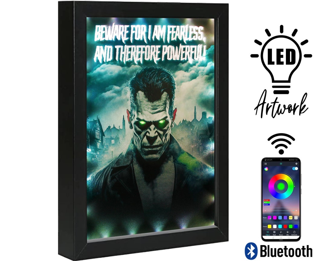 FRANKENSTEIN Lighted Art 11.5 X 8 LED Picture Frame Beware for I Am ...