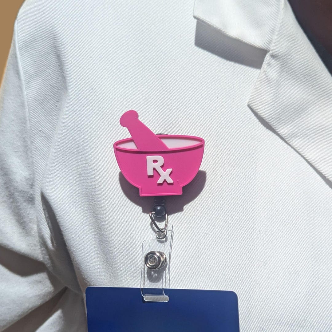 Pharmacy Mortar and Pestle Badge Reel, Pharmacist Gift, Tech, Rph, Cpht ...