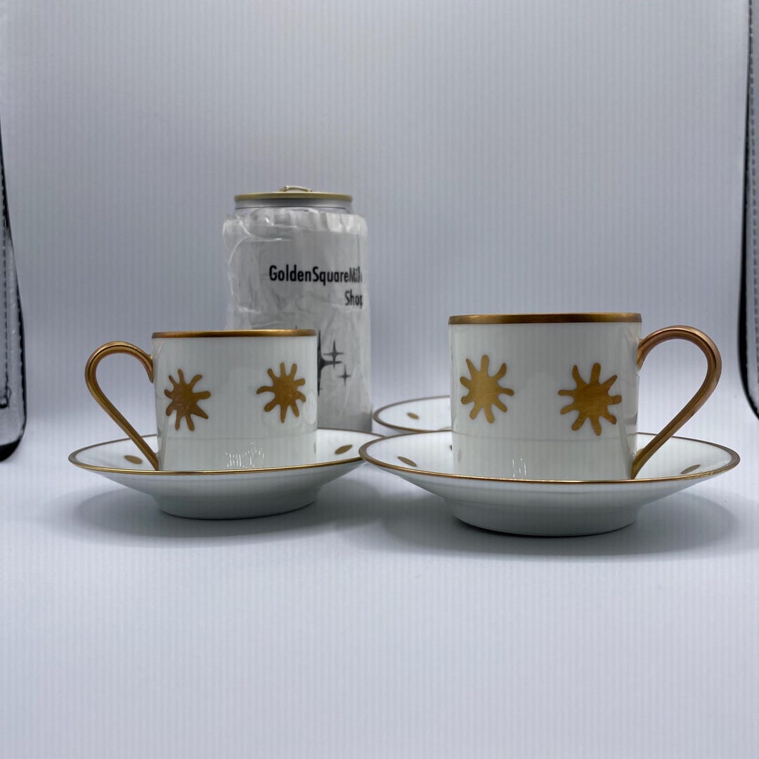2 Vintage Demitasse Expresso Cups Saucers Limoges Hand Made France ...