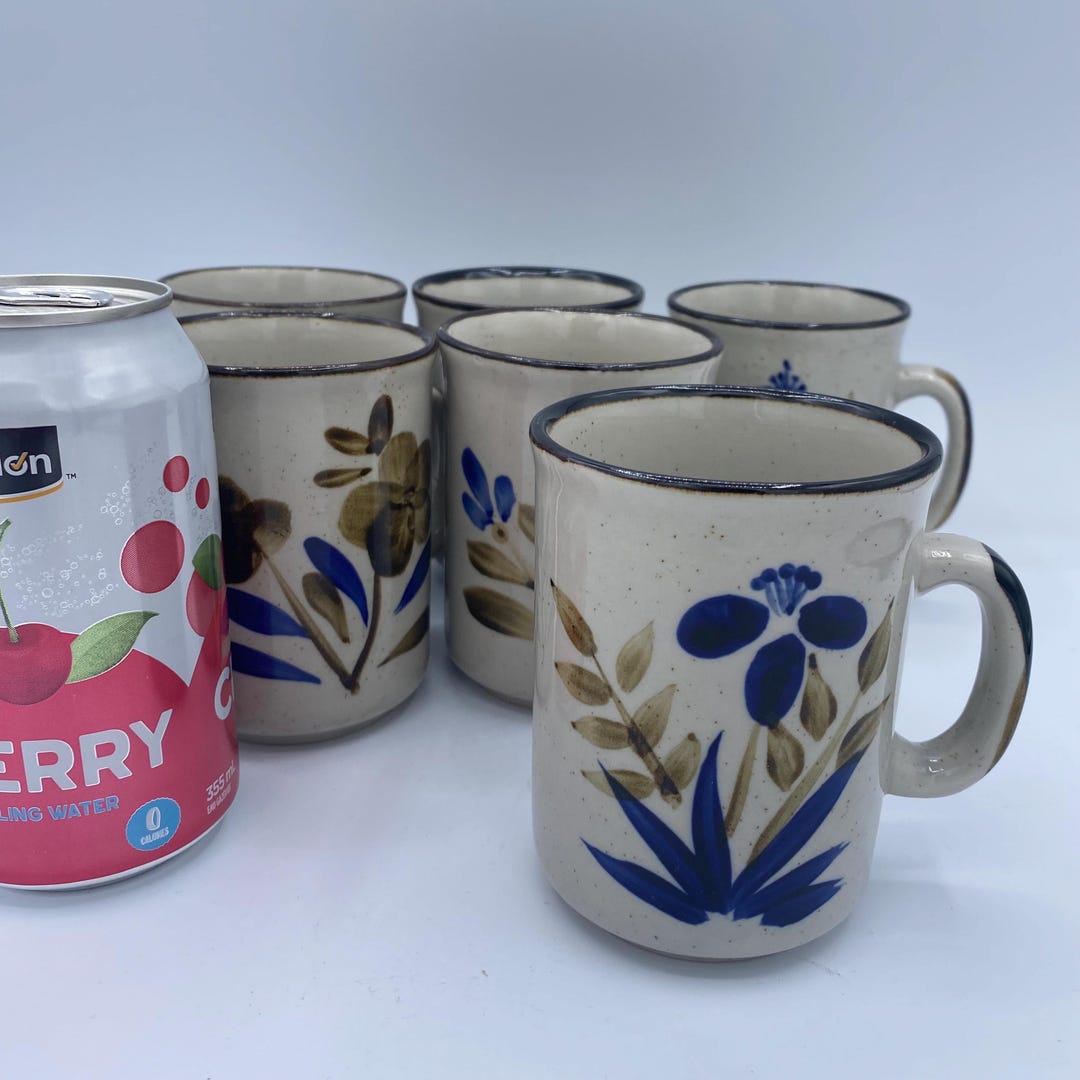 Vintage Set of 6 Stoneware Retro Coffee Cups Mugs "festival Gres" Mugs ...