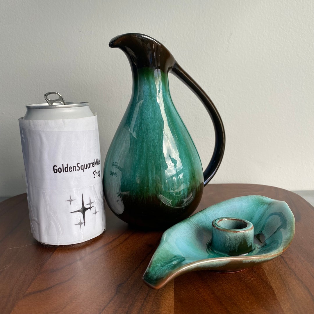 MCM Vintage BMP Blue Mountain Pottery Pitcher and Candle - Etsy