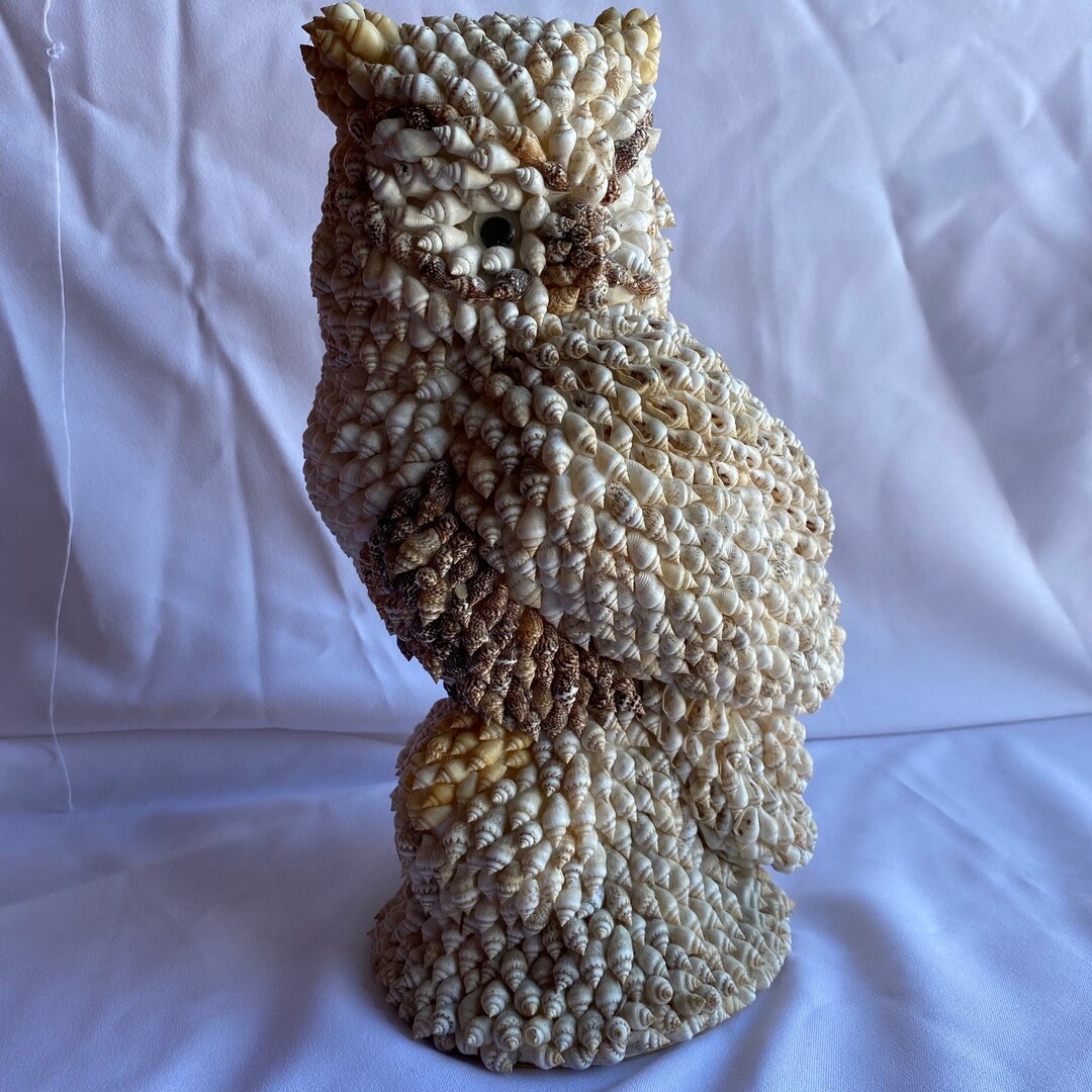Vintage Large Tall Owl Made of Shells From Philippines Sculpture ...