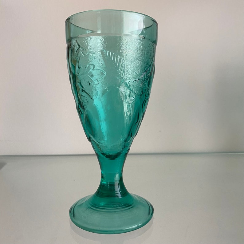 Set of Five Aqua Blue Pressed Glass Goblets Made in France LUMINARC ...