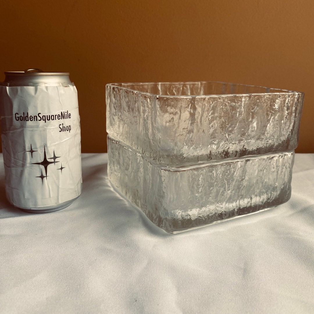 2 Vintage MCM HOYA Corporation Crystal Japan Icicle Square Glass ...